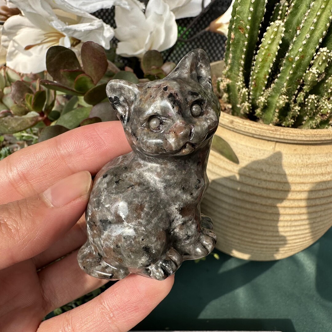 2 Natural Yooperlite Cat,quartz Crystal Cat,crystal Animal Carvings ...