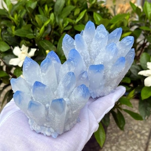 Blue Ghost Phantom Quartz Crystal Cluster, Quartz Crystal Vug, Sky Blue ...