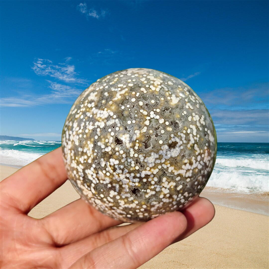 482g Natural Ocean Jasper Ball, Quartz Sphere, Crystal Ball, Reiki ...