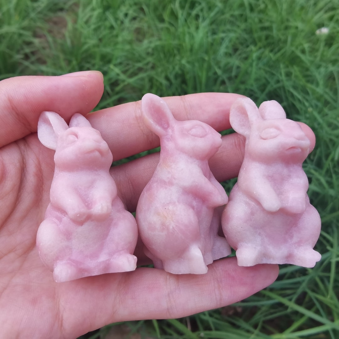 Natural Pink Opal Rabbit, Quartz Crystal Rabbit, Animal Carving, Home ...
