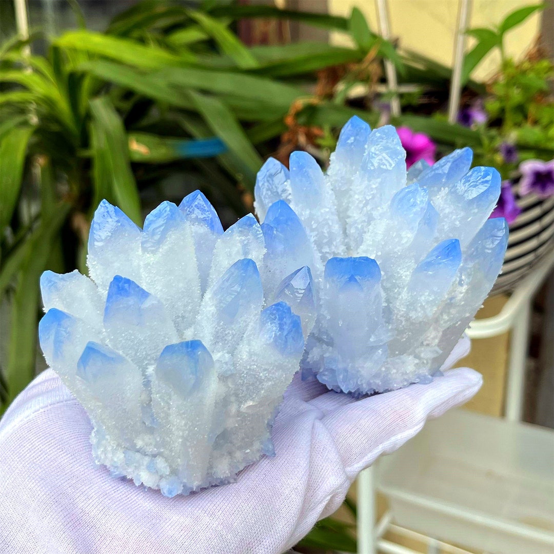 Blue Ghost Phantom Quartz Crystal Cluster, Quartz Crystal Vug, Sky Blue ...