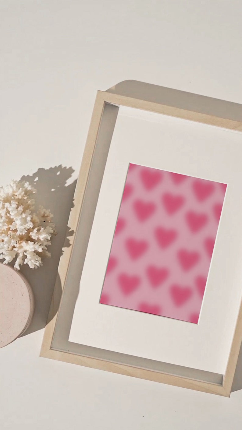 PINK HEARTS Gradient Wall Art, Aura Print Digital Download, Preppy Wall ...