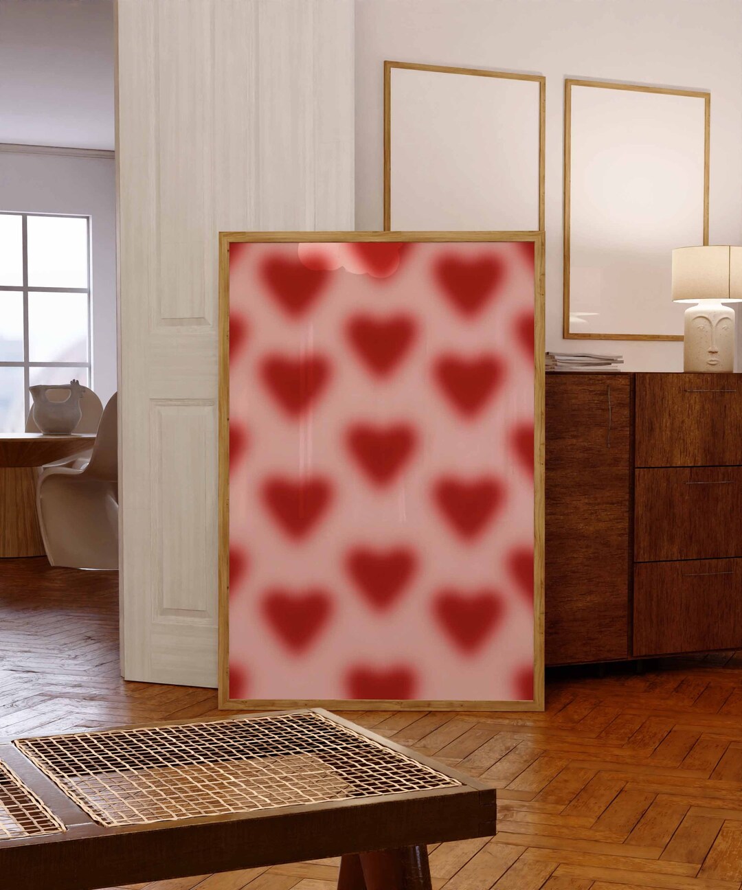 RED HEARTS Gradient Wall Art, Print Digital Download, Preppy Wall Art ...