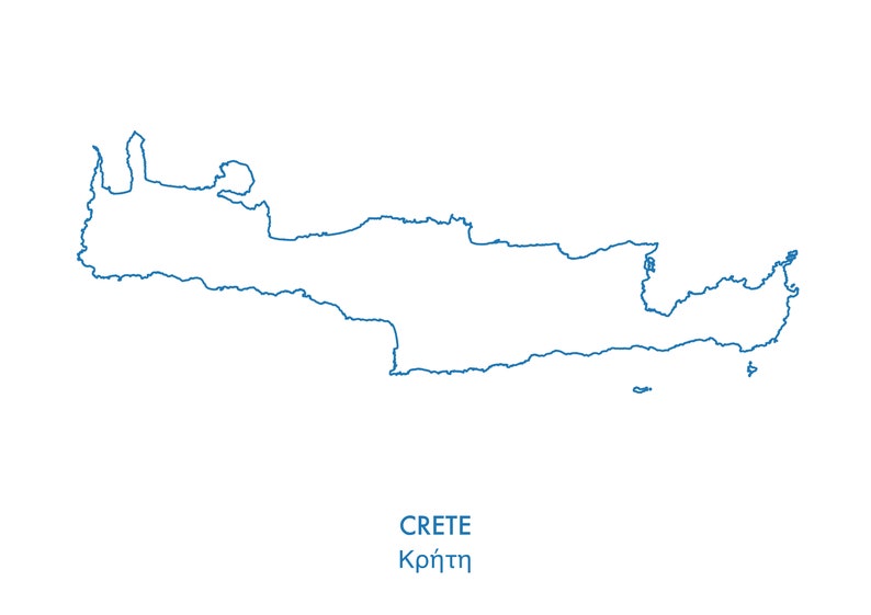 Crete Κρήτη Kríti Greek Island Minimalist Map (instant Digital Download ...