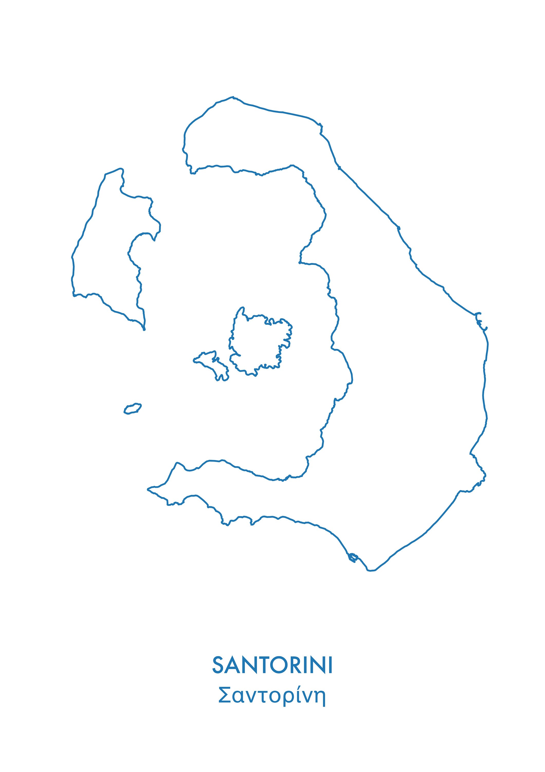 Santorini Σαντορίνη Thira Θήρα Thera Greek Island Minimalist Map ...