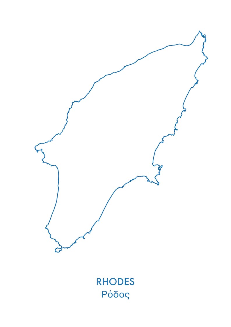Rhodes Ρόδος Greek Island Minimalist Map (instant Digital Download). - Etsy