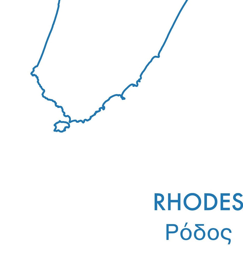Rhodes Ρόδος Greek Island Minimalist Map (instant Digital Download). - Etsy
