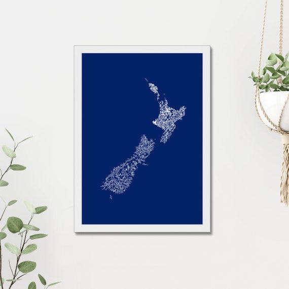 New Zealand River Map Print instant Digital Download - Etsy