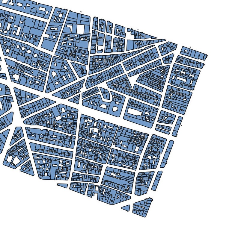 2e Arrondissement of Paris Buildings Map Print (instant Digital ...