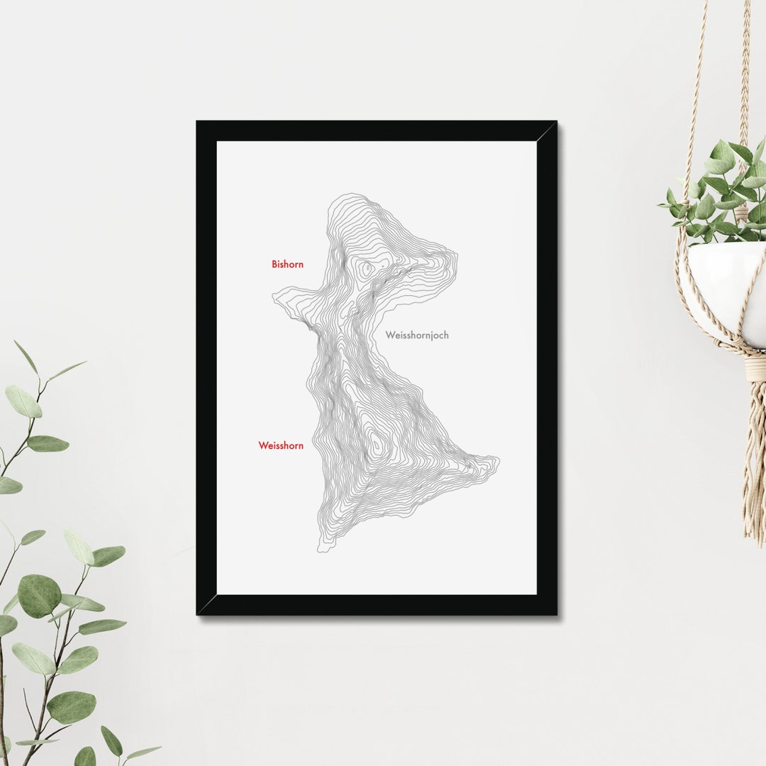 Weisshorn Bishorn Minimalist Map Print (instant Digital Poster Download ...