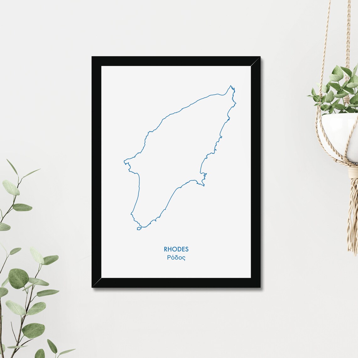 Rhodes Ρόδος Greek Island Minimalist Map (instant Digital Download). - Etsy