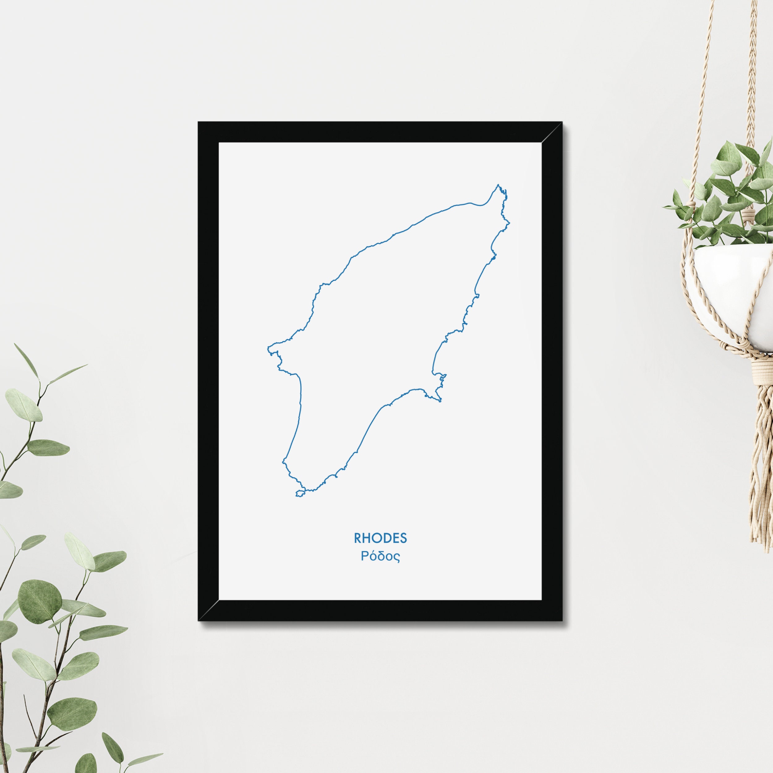 Rhodes Ρόδος Greek Island Minimalist Map (instant Digital Download). - Etsy