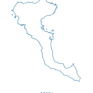 Corfu Κέρκυρα Kerkyra Greek Island Minimalist Map Poster (instant ...
