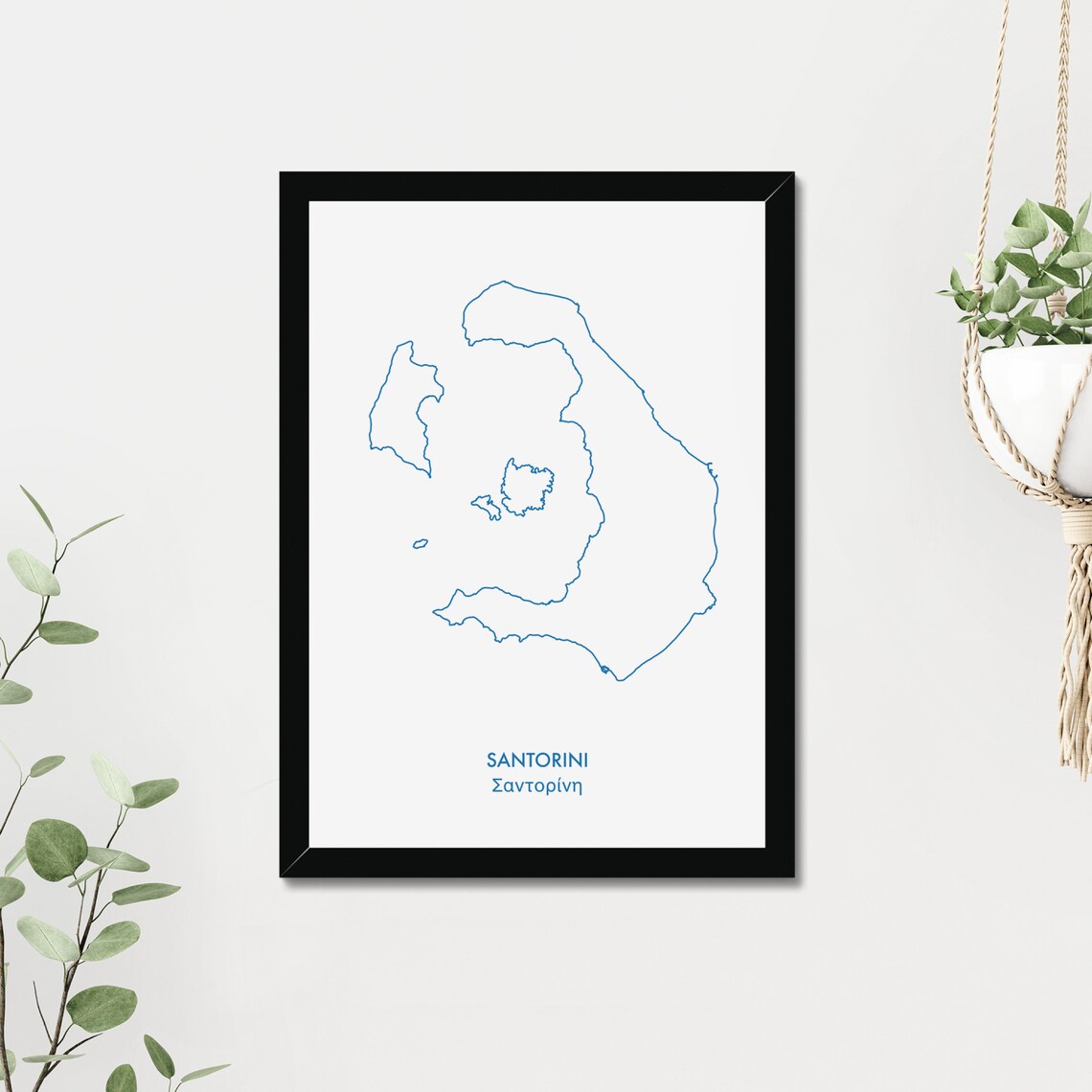 Santorini Σαντορίνη Thira Θήρα Thera Greek Island Minimalist Map ...
