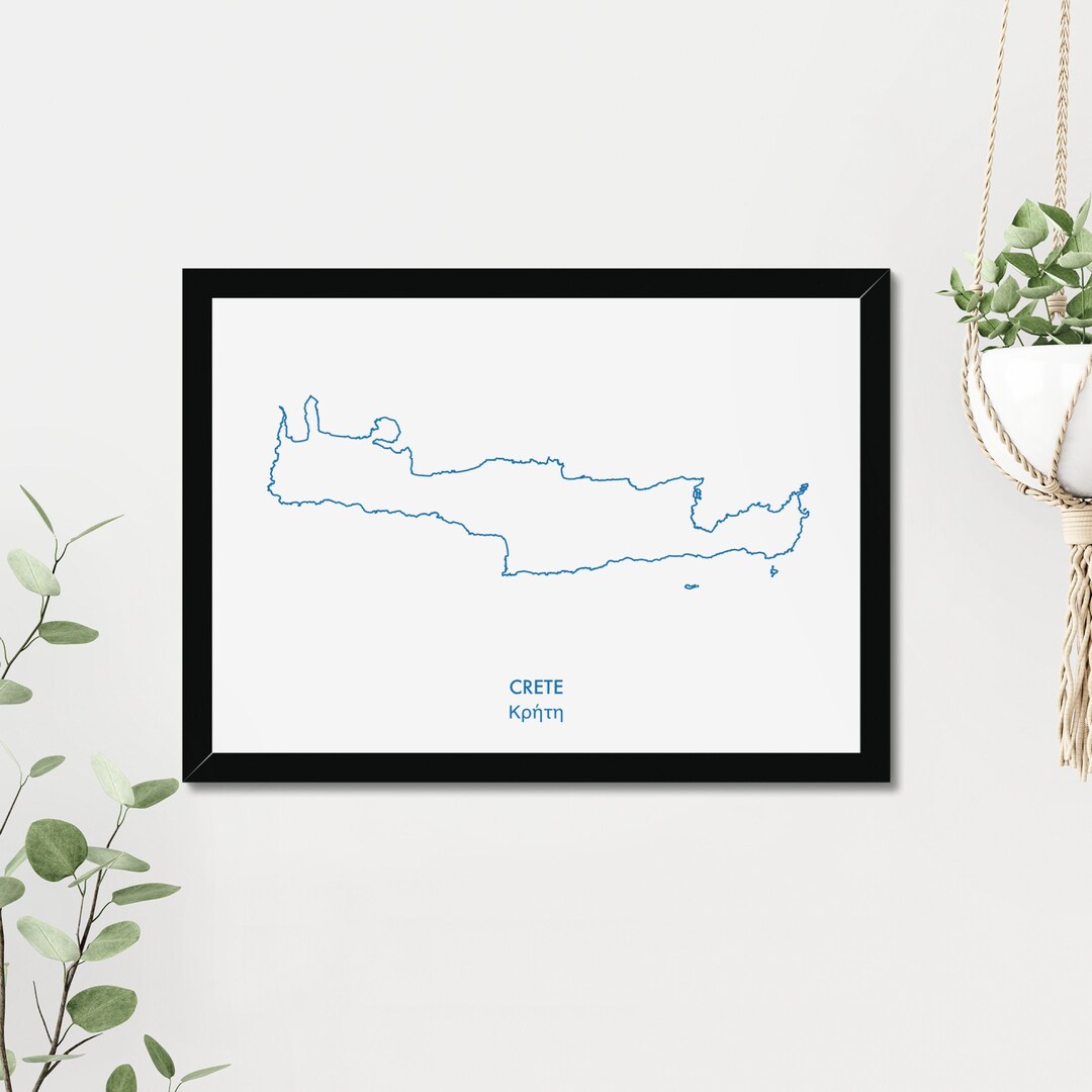 Crete Κρήτη Kríti Greek Island Minimalist Map (instant Digital Download ...