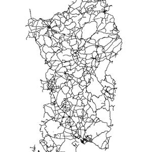 Sardinia Roads Minimalist Map Poster (instant Digital Print Download ...