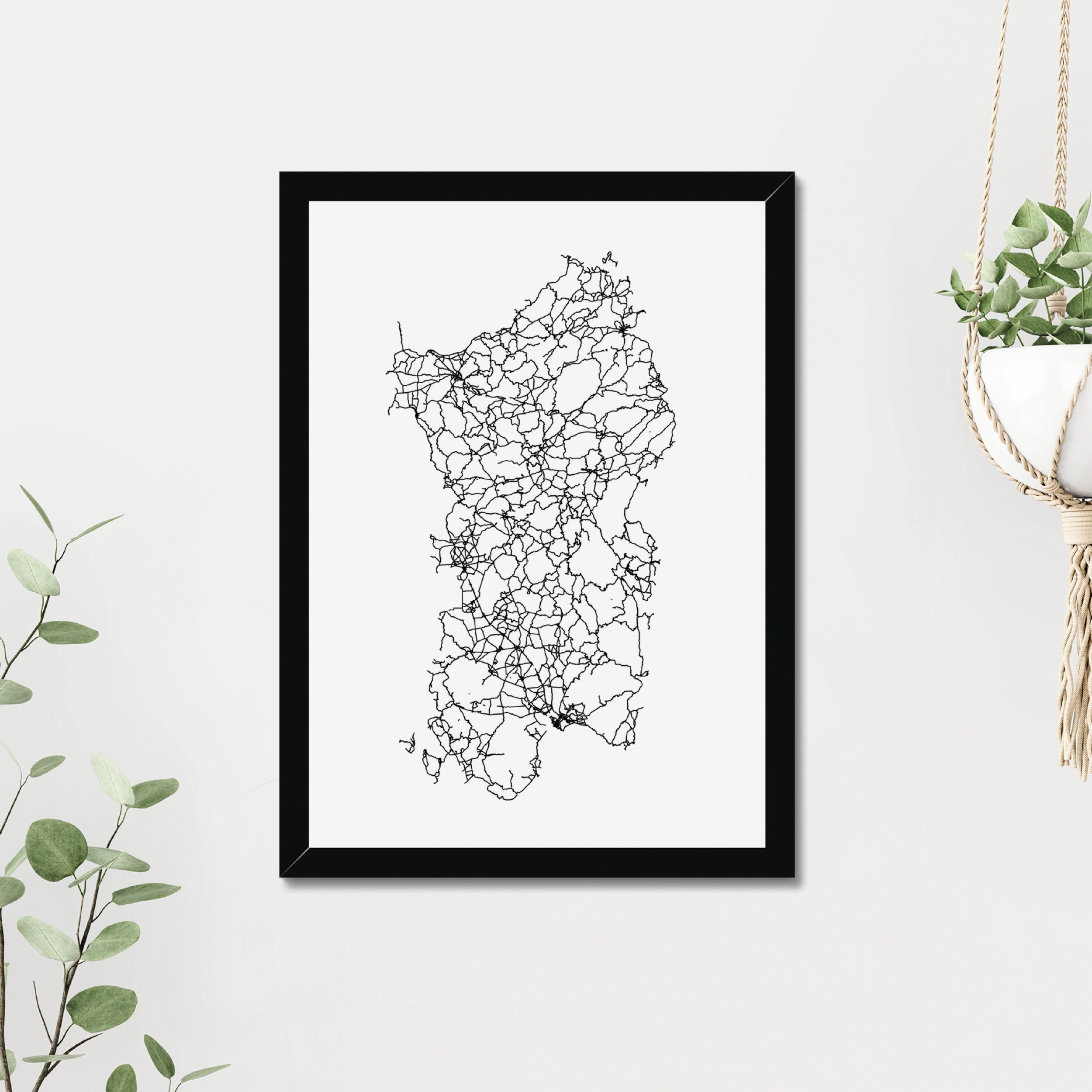 Sardinia Roads Minimalist Map Poster instant Digital Print - Etsy