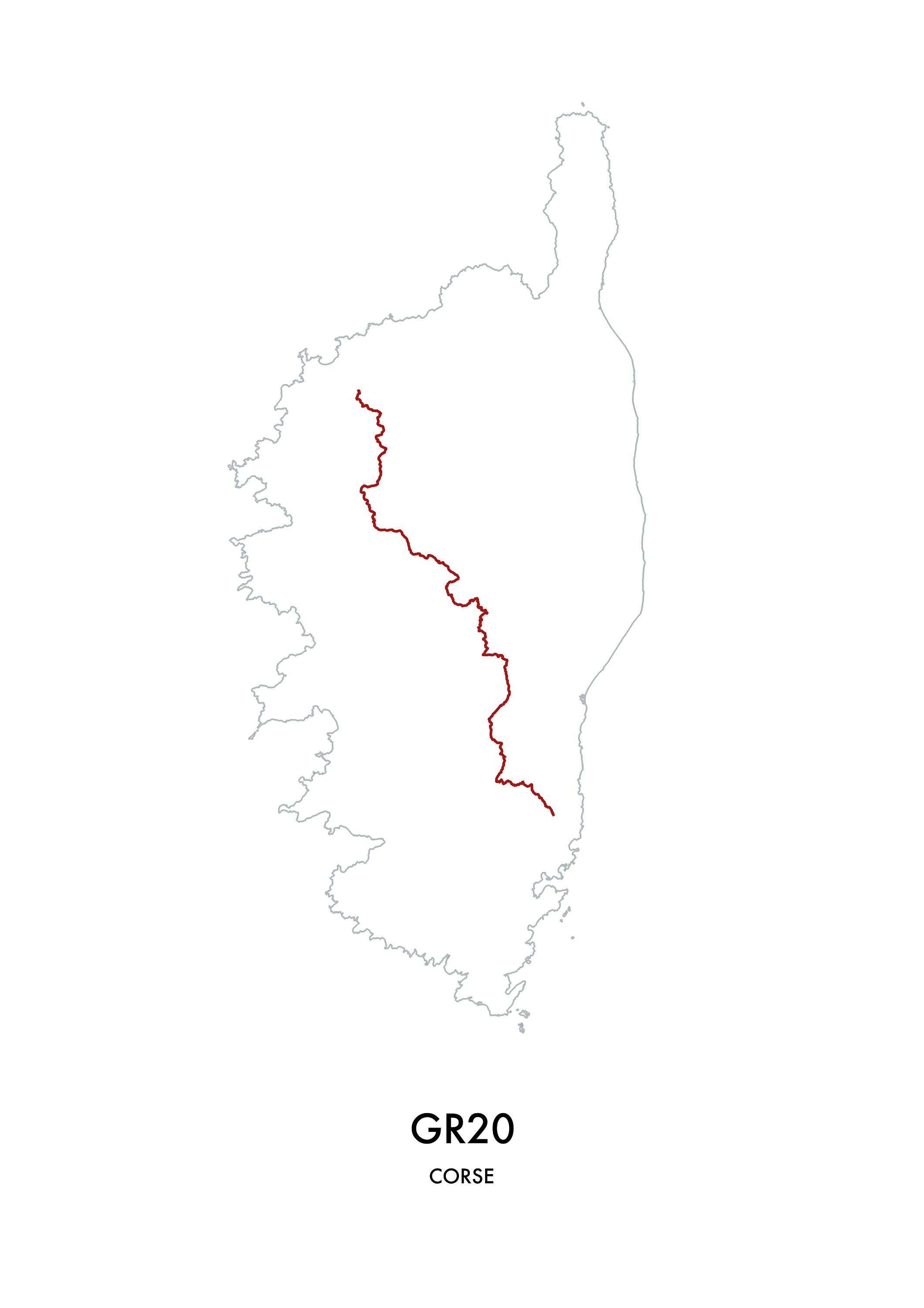 GR20 Corsica Trail Corse Minimalist Map Poster (instant Digital Print ...