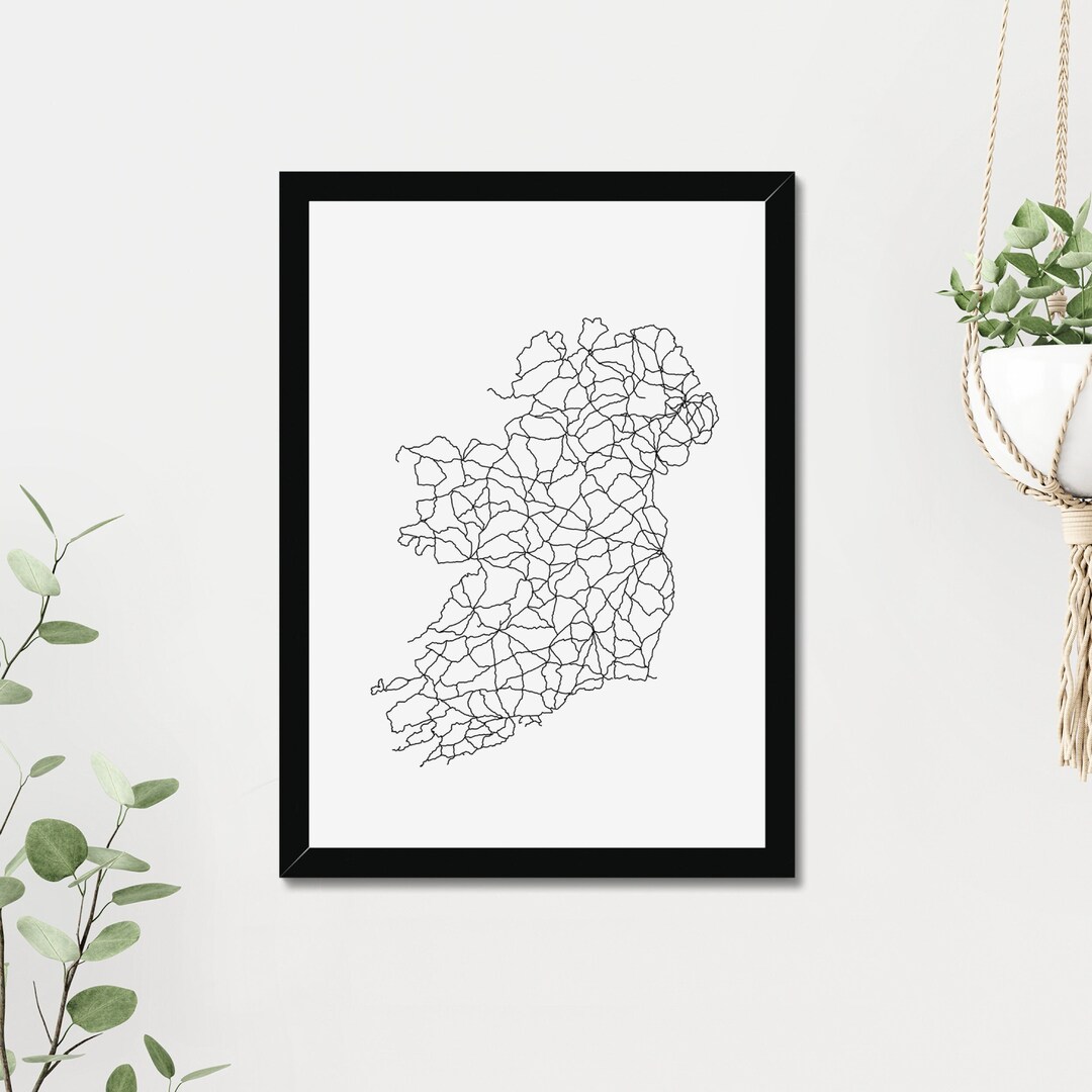 Ireland Roads Minimalist Map (instant Digital Download) - Etsy