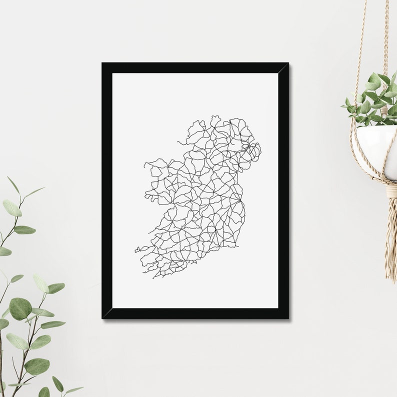Ireland Roads Minimalist Map instant Digital Download - Etsy