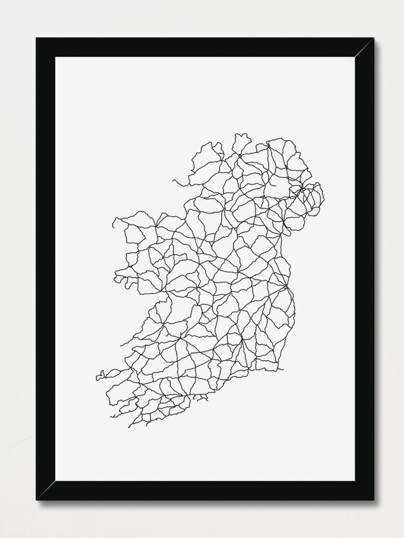 Ireland Roads Minimalist Map (instant Digital Download) - Etsy
