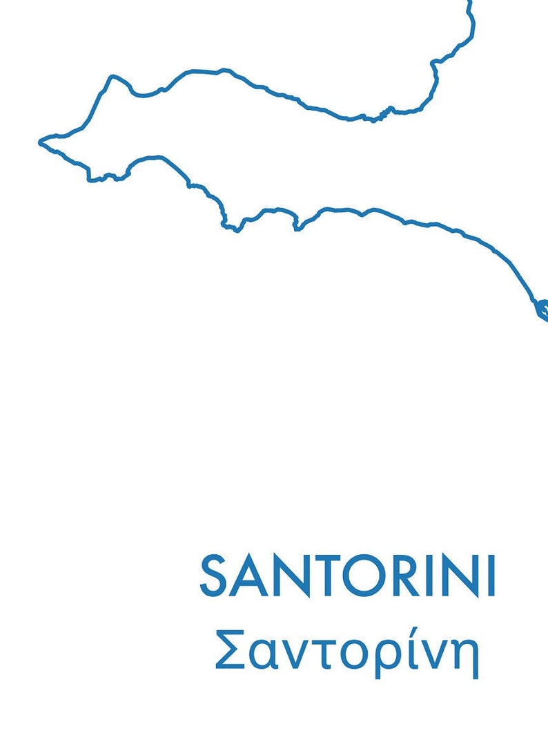 Santorini Σαντορίνη Thira Θήρα Thera Greek Island Minimalist Map ...