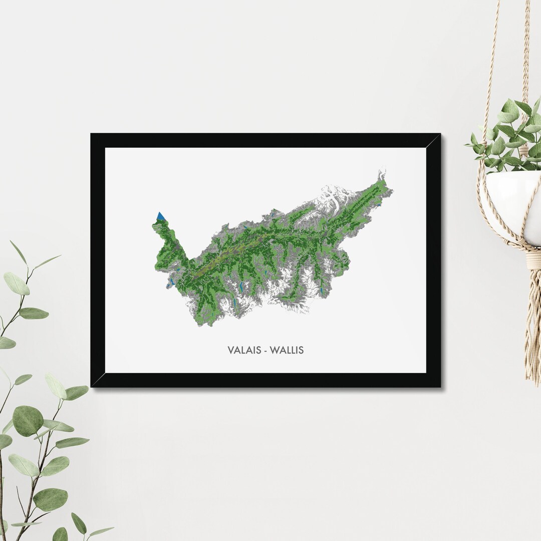 Valais Wallis Canton Land Cover Map Print (instant Digital Poster ...