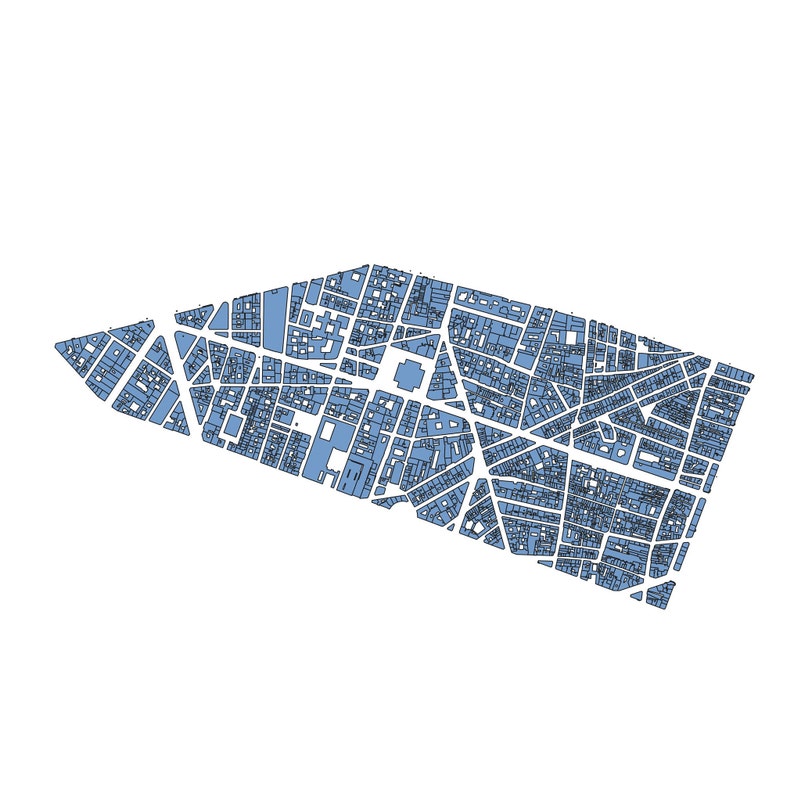 2e Arrondissement of Paris Buildings Map Print (instant Digital ...