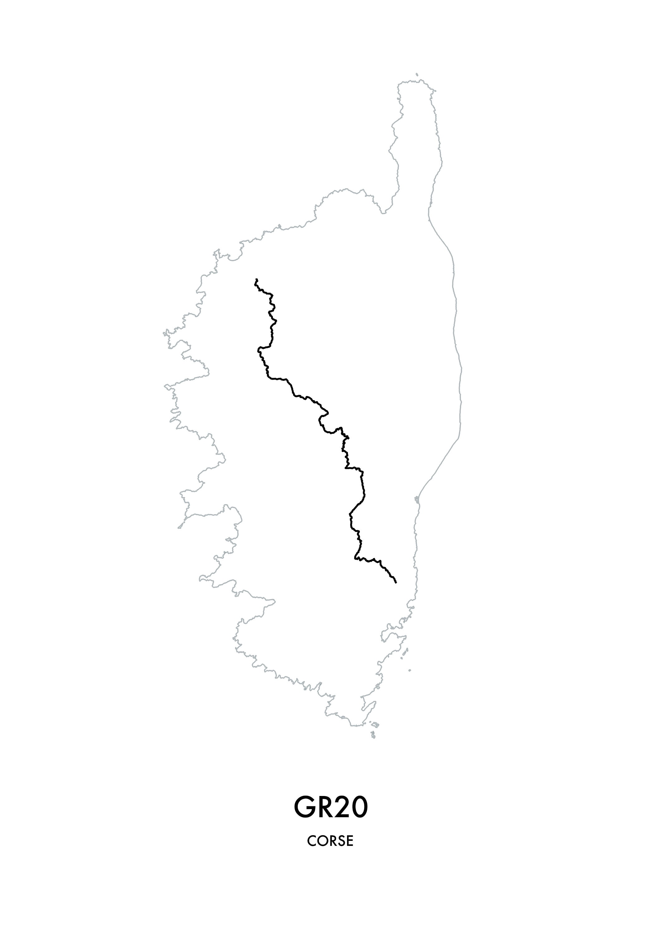GR20 Corsica Trail Corse Minimalist Map Poster (instant Digital Print ...