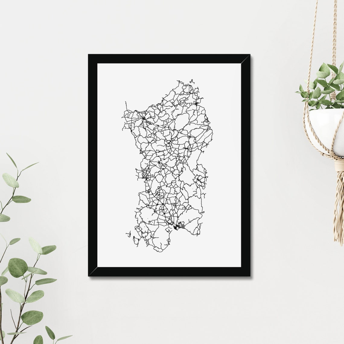 Sardinia Roads Minimalist Map Poster (instant Digital Print Download ...