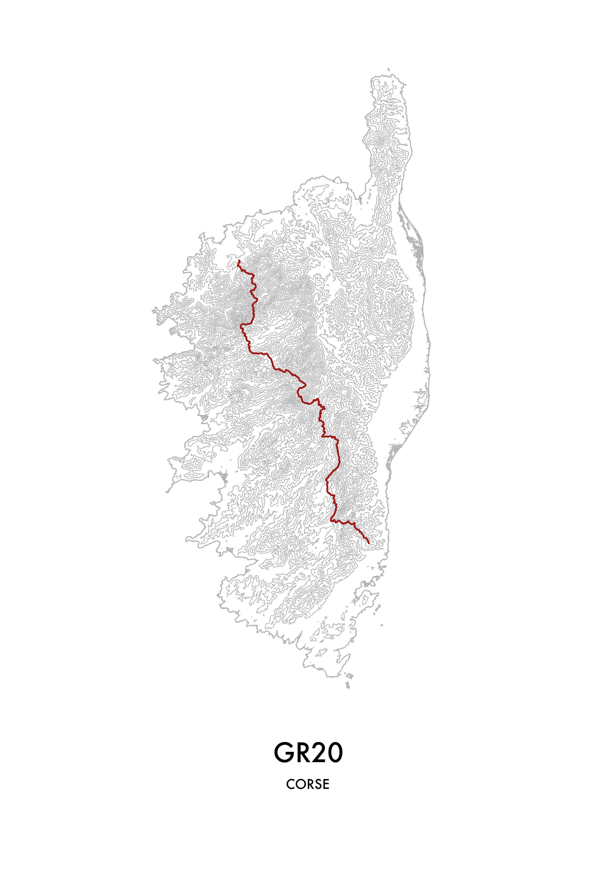 GR20 Corsica Trail Corse Minimalist Map Poster (instant Digital Print ...