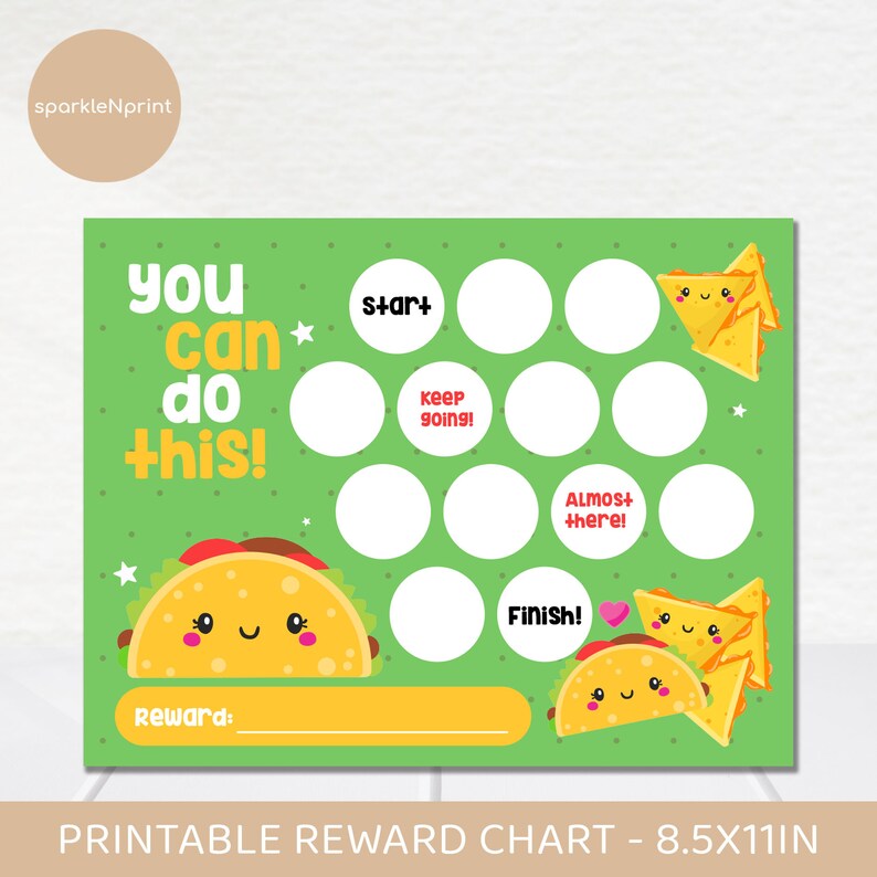 Tacos Reward Chart, Chore Chart, Behavior Chart, Yummy Tacos, Nachos ...