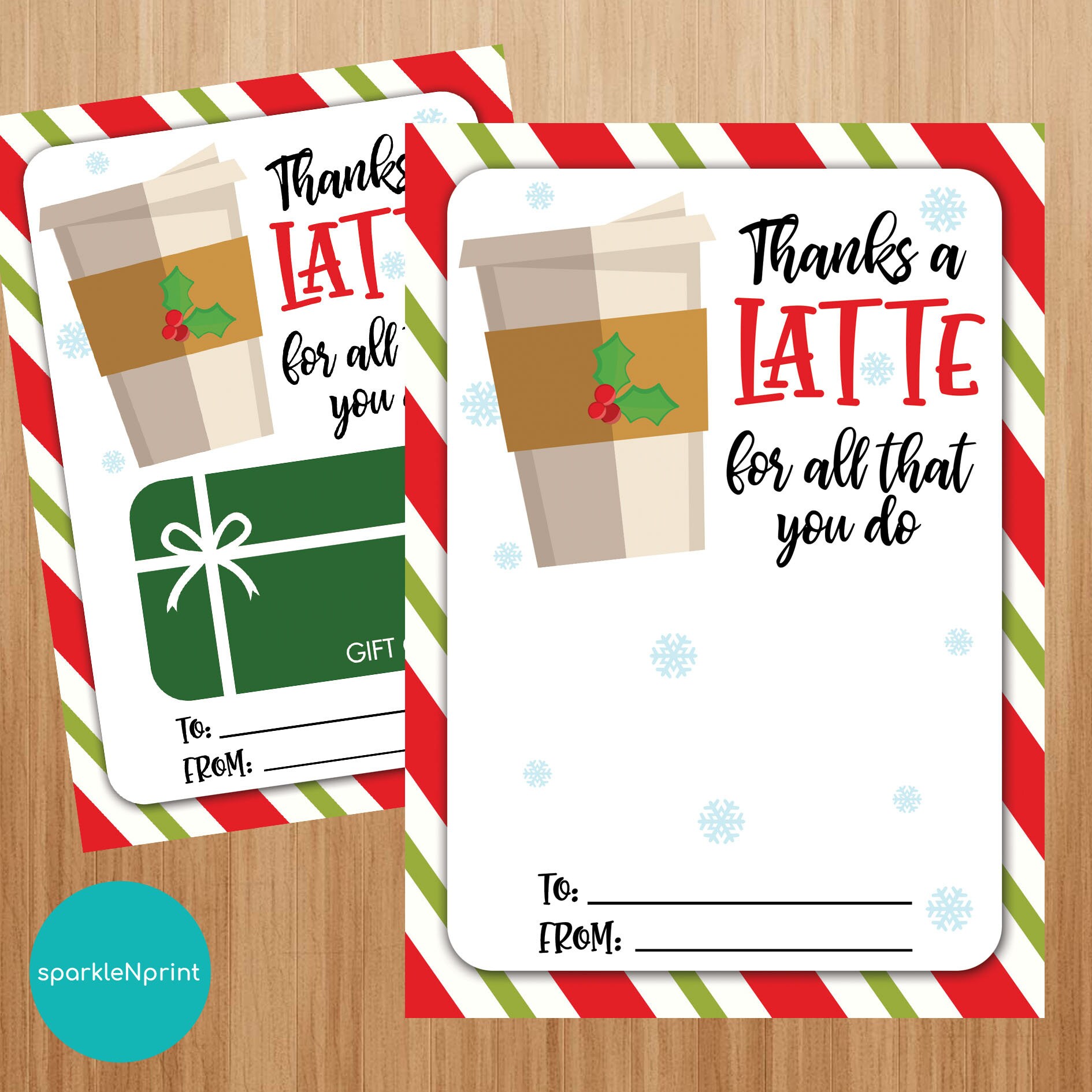 PRINTABLE Thanks a Latte Coffee Gift Card Holder - Boss's Day Card ...
