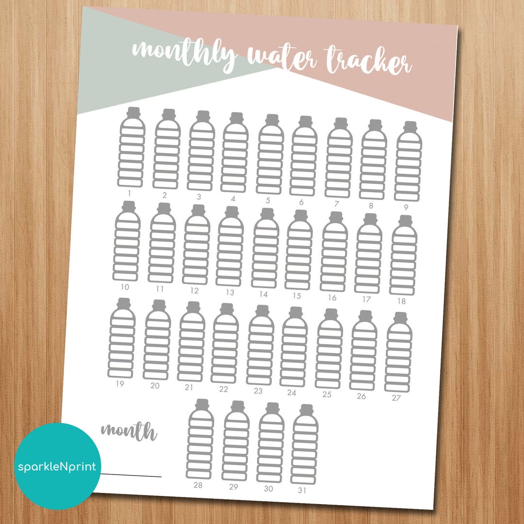 Water Tracker Printable, Monthly Water Tracker Printable, Boho Design ...