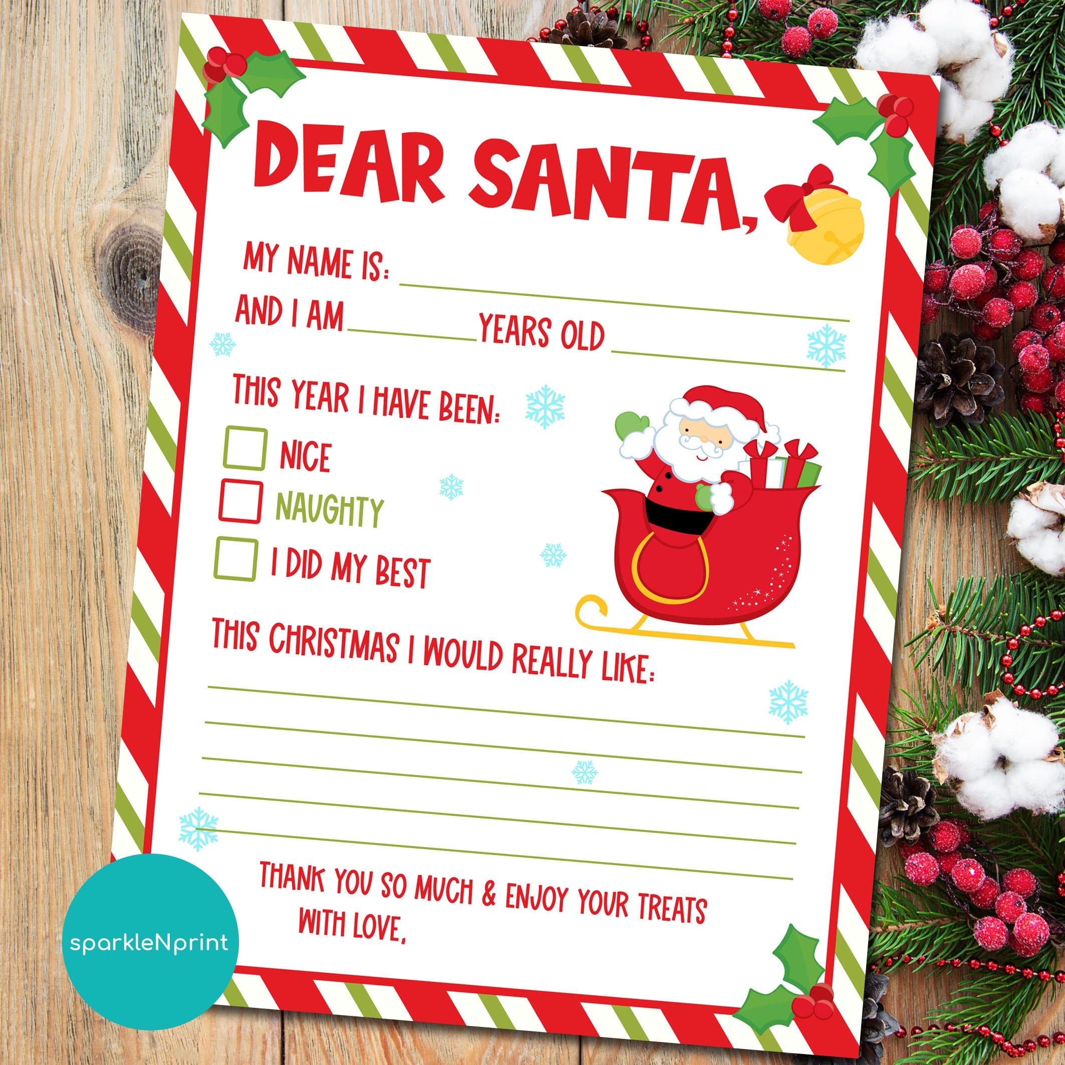 Dear Santa Letter, Christmas Printables, Christmas Letter, Dear Santa ...