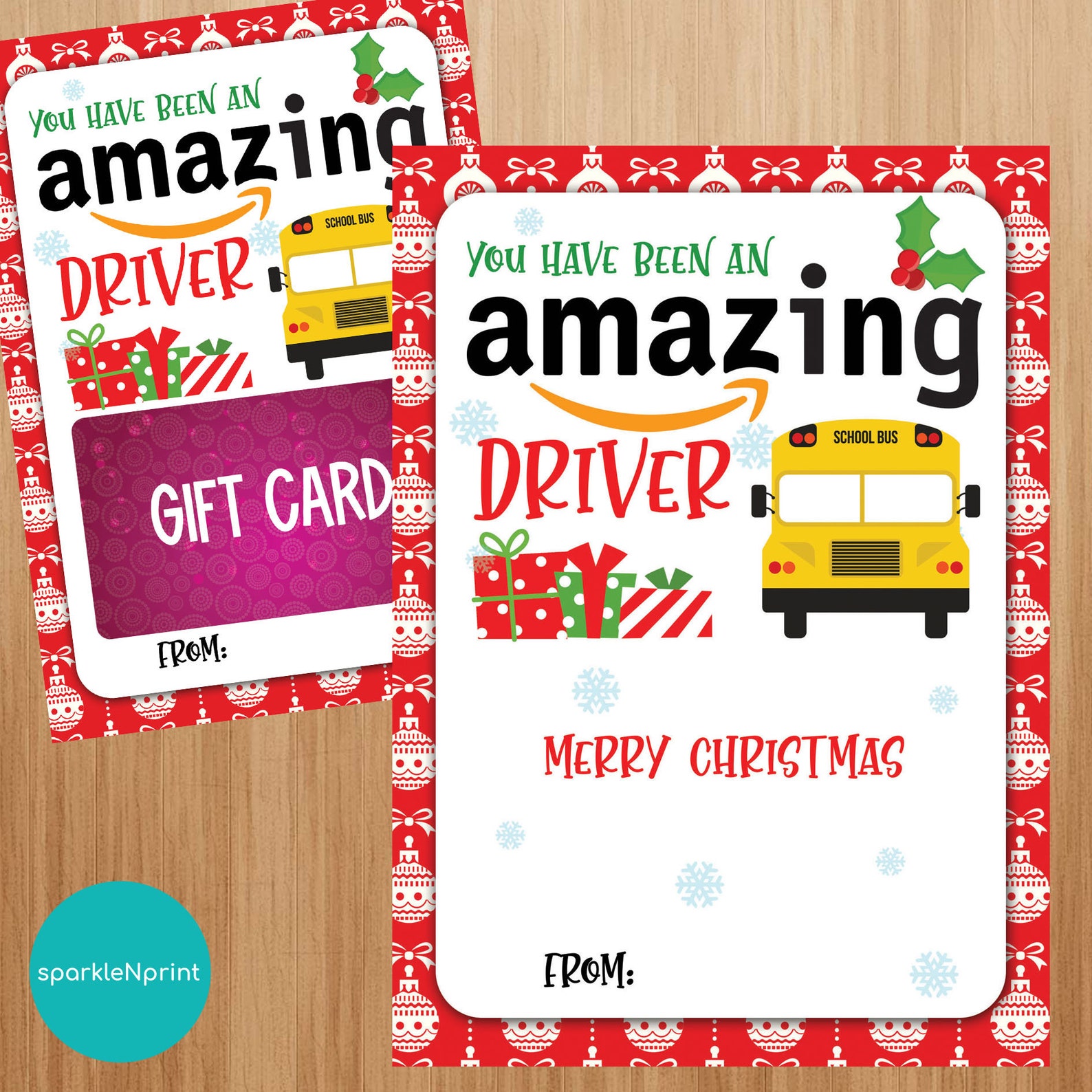 Holiday School Bus Driver Gift Card Holder | Instant Download | Bus ...