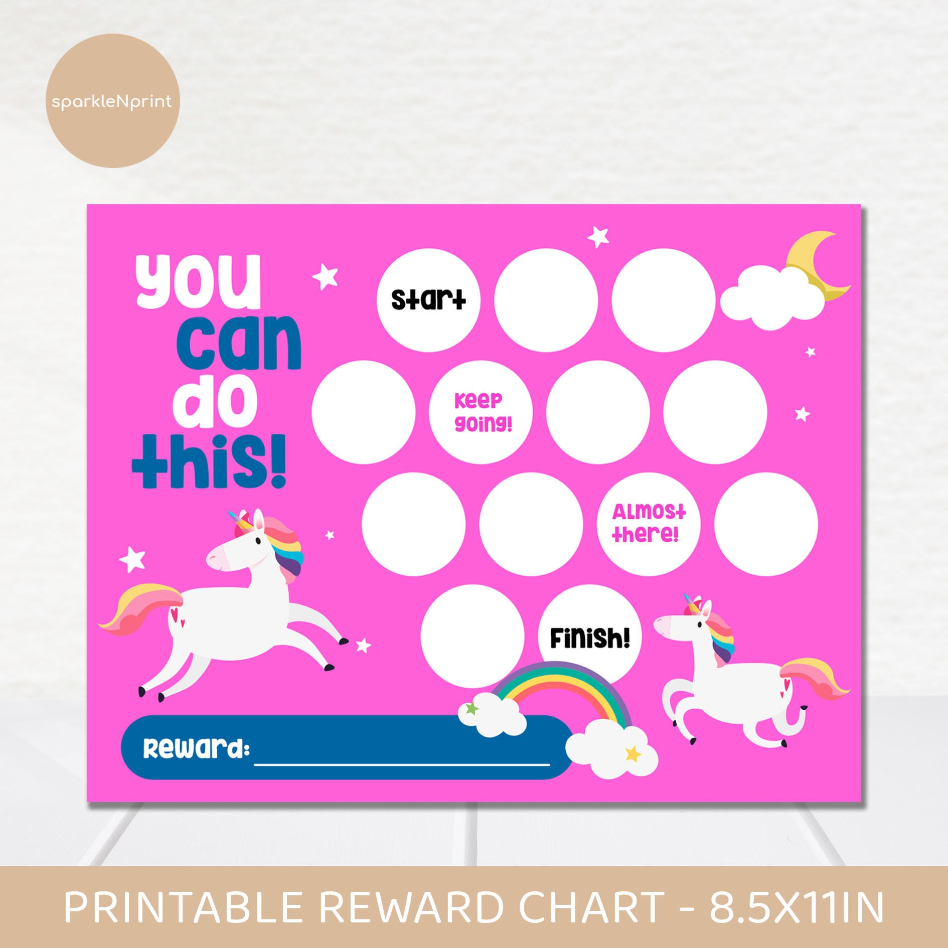 Printable Unicorn Reward Chart, Instant Download Reward Chart, Kids ...