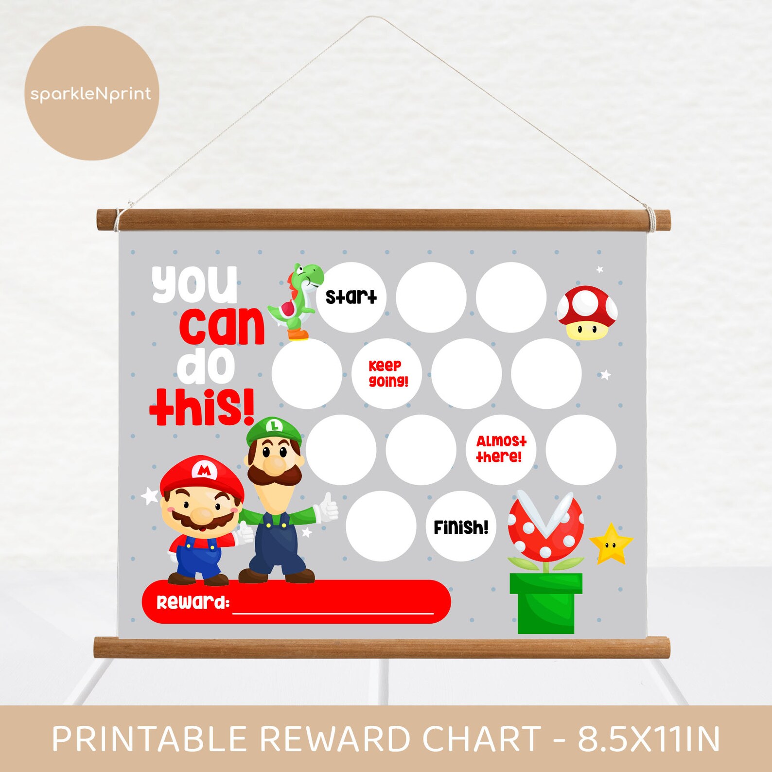 Mario Bros Reward Chart, Boys Reward Chart, Luigi Chore Chart, Gamer ...