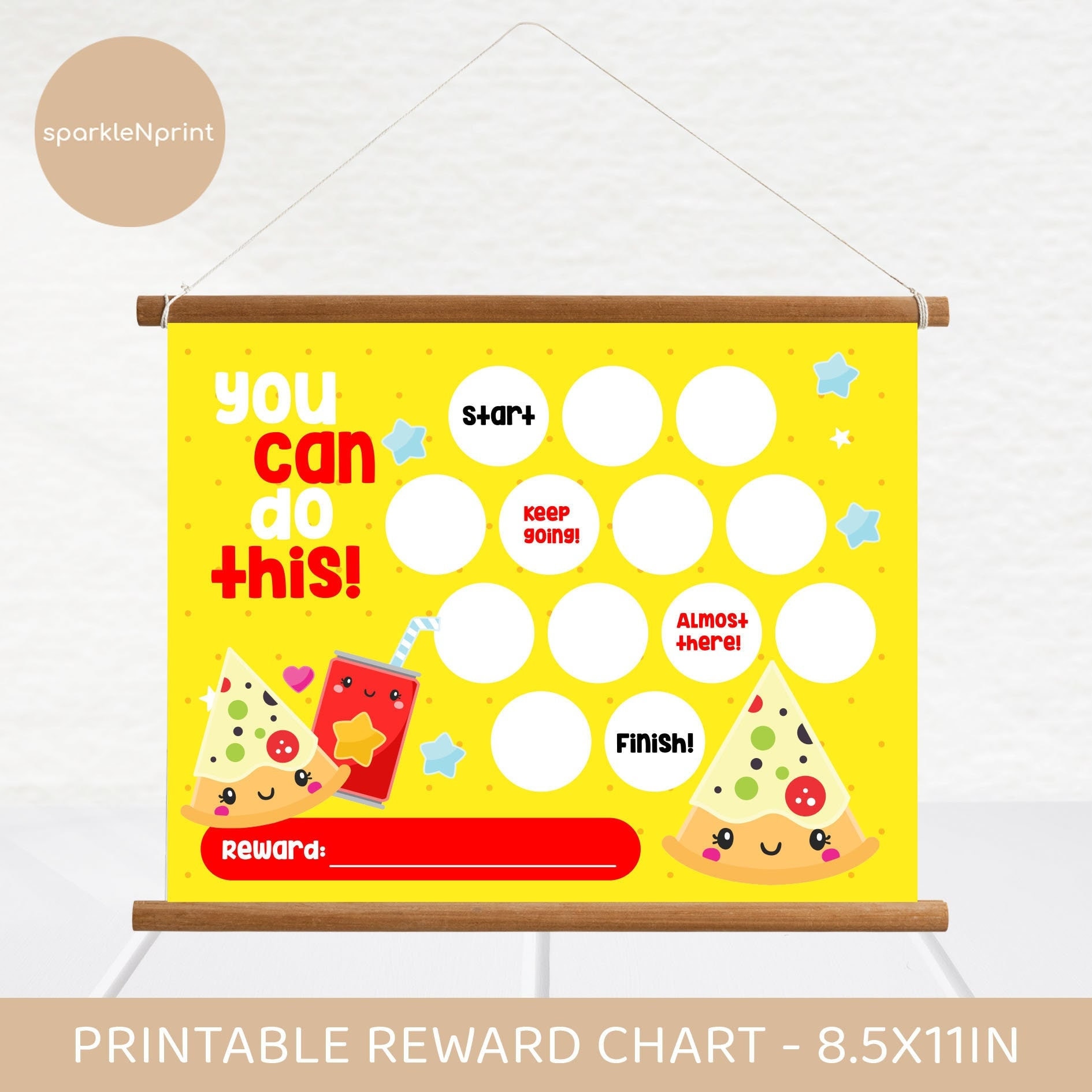 Printable Pizza Reward Chart, Pizza Sticker Chart, Girl Sticker Chart ...