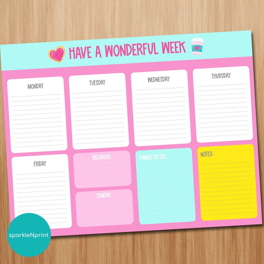 Weekly Planner Printable to Do List, Digital Print, Minimal Weekly ...