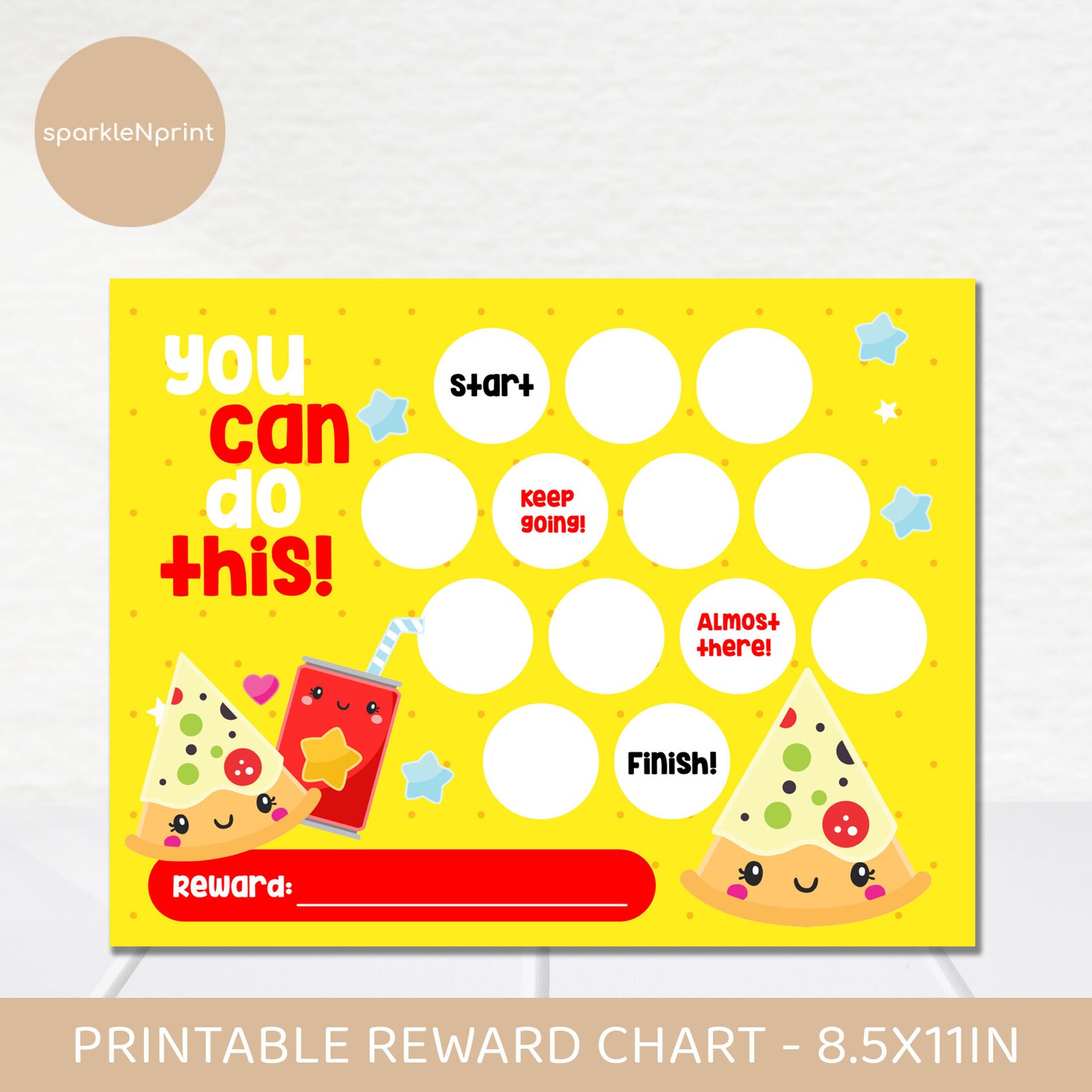 Printable Pizza Reward Chart, Pizza Sticker Chart, Girl Sticker Chart ...
