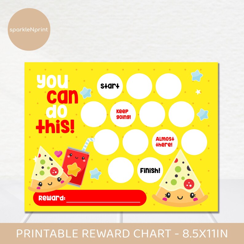 Printable Pizza Reward Chart, Pizza Sticker Chart, Girl Sticker Chart ...