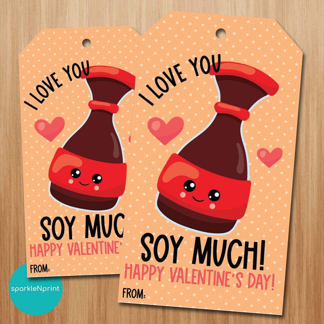 Printable I Love You Soy Much Gift Tags, Valentine's Day, Happy ...