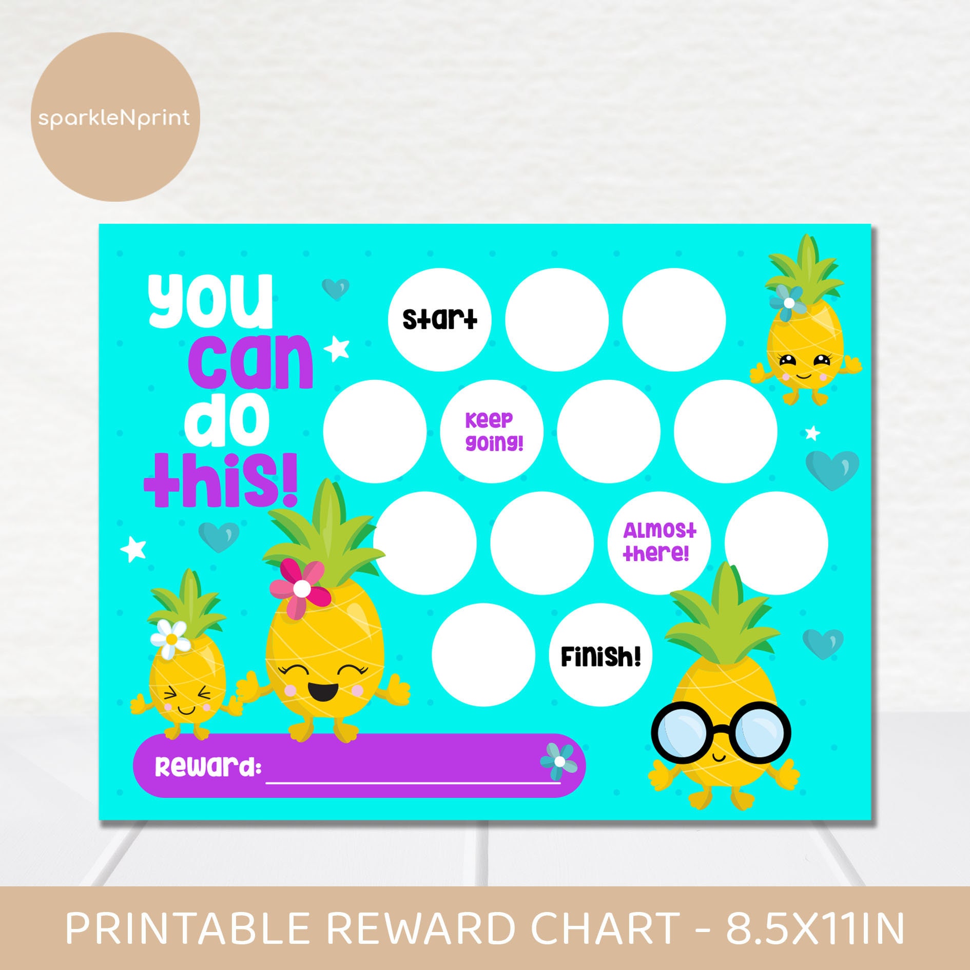 Pineapple Reward Chart, Kids Reward Chart, Routine Chart, Pineapple ...