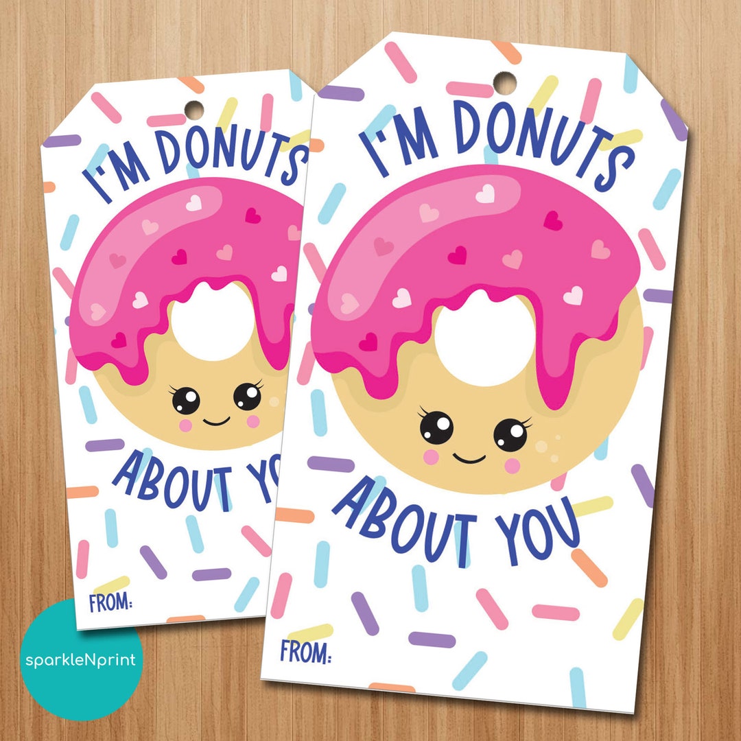 PRINTABLE Cute Donut Valentine Cards - I'm Donuts About You, Instant ...