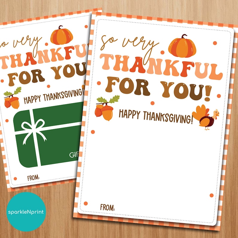 PRINTABLE so Very Thankful for You Gift Card Holder - Thanksgiving Card ...