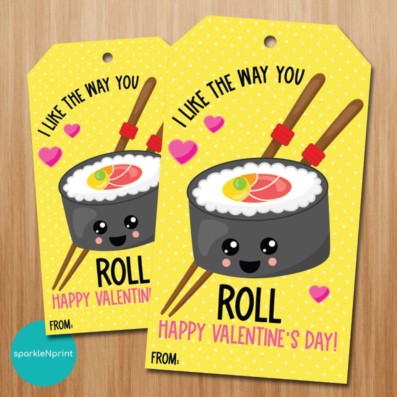 Printable I Like the Way You Roll Gift Tag Template, Sushi Roll Favor ...