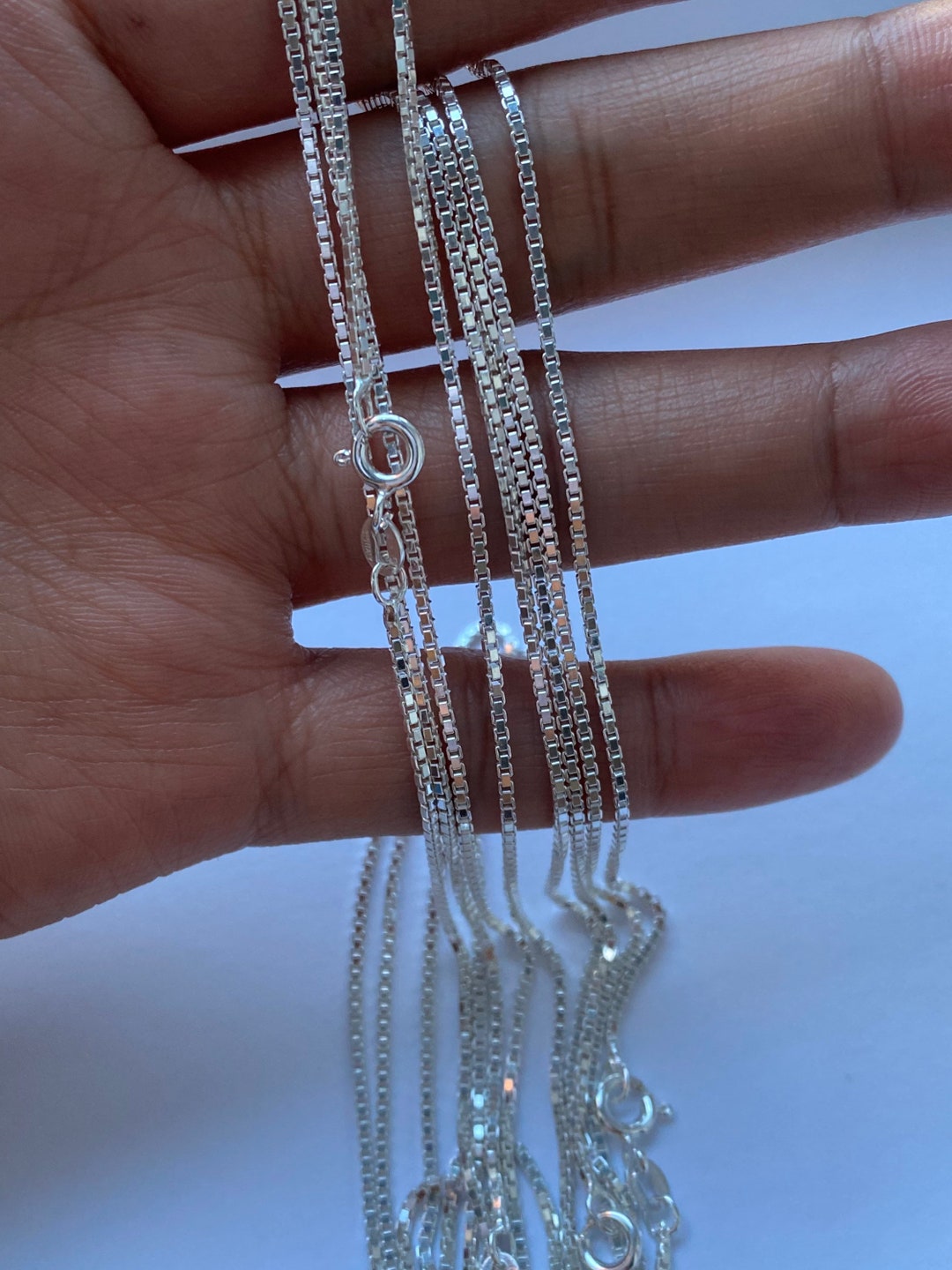 Box Silver Chain, 1.2mm, 925 Sterling Silver, Chains for Pendant, Chain ...