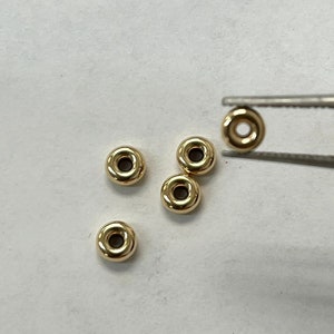 14K Gold Beads Spacer 4mm 5mm Solid Gold Doughnut Spacer for - Etsy