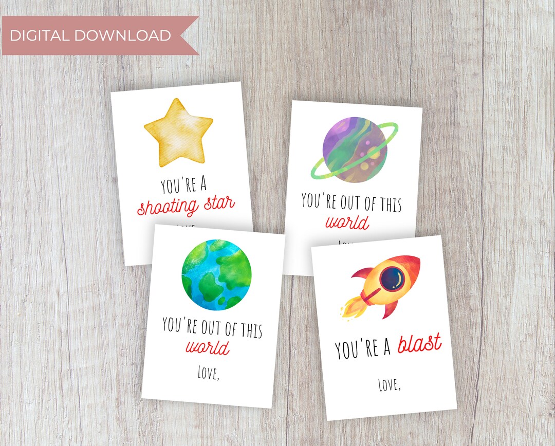 Outer Space Valentine's Day Cards | Digital Download Class Kid ...